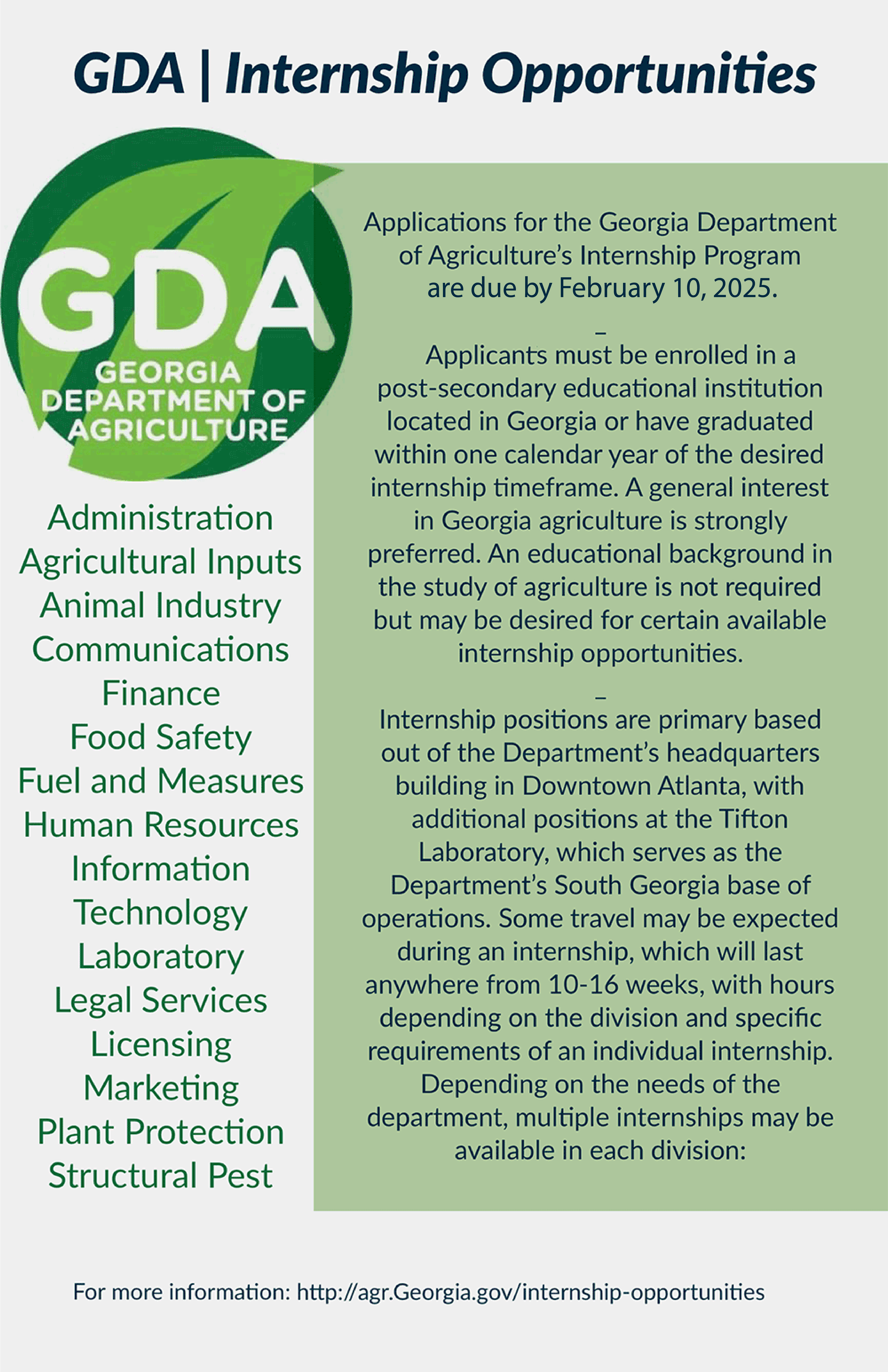 Internship Opportunities | Georgia Department of Agriculture